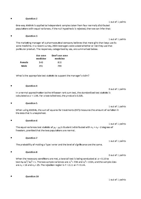 Quantitative Methods 2 Mid Semester Test 2018 Question 2 1 Out Of 1