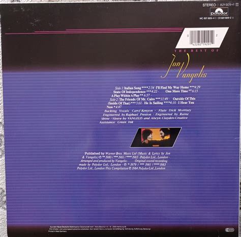 Jon And Vangelis The Best Of Jon And Vangelis Polydor 1984 Aukro