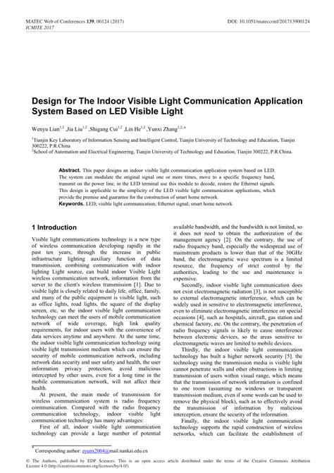 Pdf Design For The Indoor Visible Light Communication Application