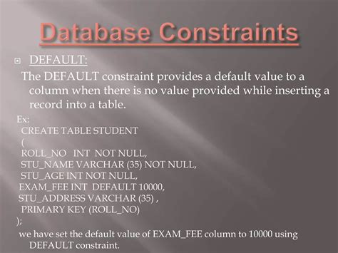 DATABASE CONSTRAINTS PPTX