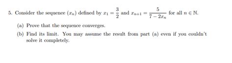 solved 5 consider the sequence 2n defined by 21 3 niw