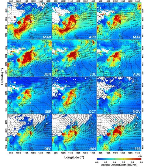 Monthly Averaged Aod From Modis Level 3 Data At 550 Nm With Monthly