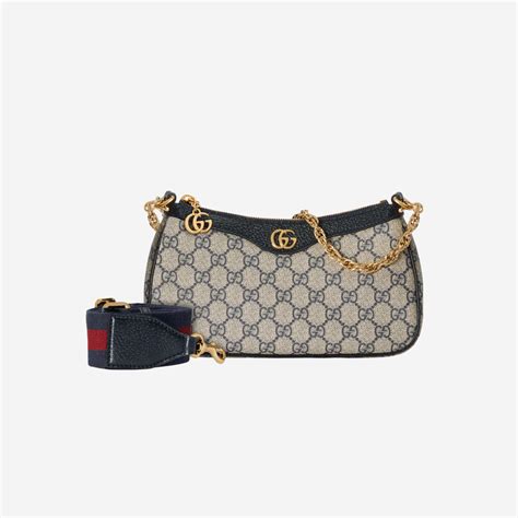 구찌 오피디아 스몰 핸드백 베이지 블루 슈프림 Gucci Kream