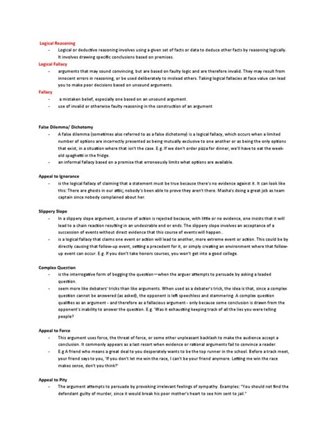 Logical Fallacies Pdf Fallacy Argument