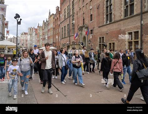 Touristen Langgasse Altstadt Danzig Woiwodschaft Pommern Polen