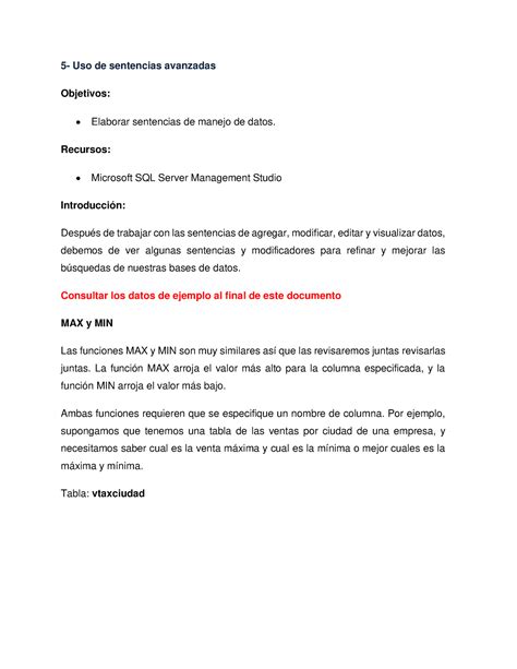 Lab 5 Uso De Sentencias Avanzadas 5 Uso De Sentencias Avanzadas