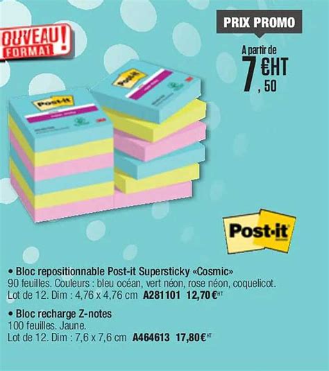 Promo Bloc Repositionnable Post It Supersticky «cosmic Bloc Recharge
