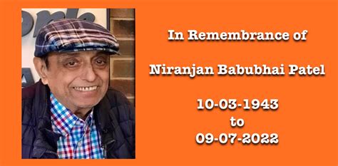 Live Streaming In Loving Memory Of Niranjan B Patel From 1 To 3 Pm Est