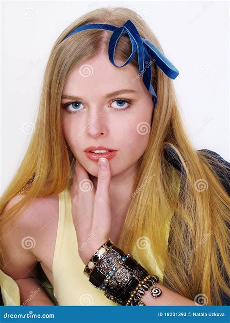 Girl With Long Hair On White Background Stock Image Image Of Hair