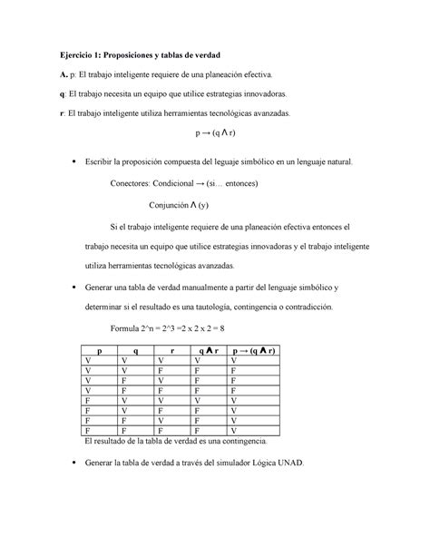 Tarea Metodos Para Probar La Validez De Argumentos Ejercicio Proposiciones Y Tablas De