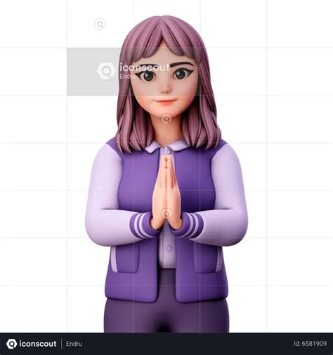Teenage Girl Doing Namaste 3d Illustration Free Download People 3d