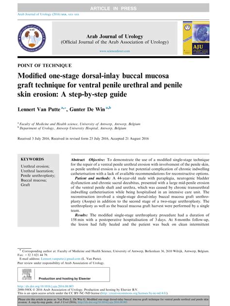 PDF Modified One Stage Dorsal Inlay Buccal Mucosa Graft Technique For