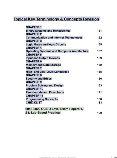 GCE O LEVEL COMPUTING TOPICAL NOTES TOPICAL EXAM STYLE QUESTIONS
