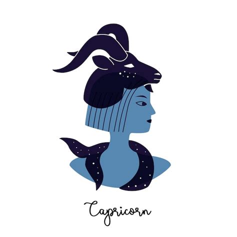 Premium Vector Capricorn Zodiac Sign Female Blue Silhouette With A