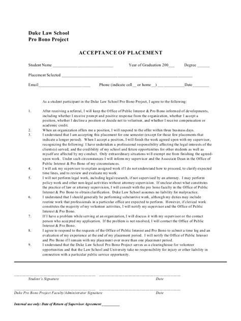 Fillable Online Acceptance Of Placement Fax Email Print Pdffiller