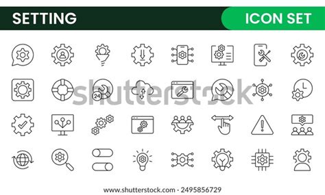 Settings Icon Set Containing Options Configuration Stock Vector Royalty Free 2495856729
