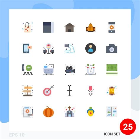 25 Thematic Vector Flat Colors And Editable Symbols Of Place Architecture Home House America