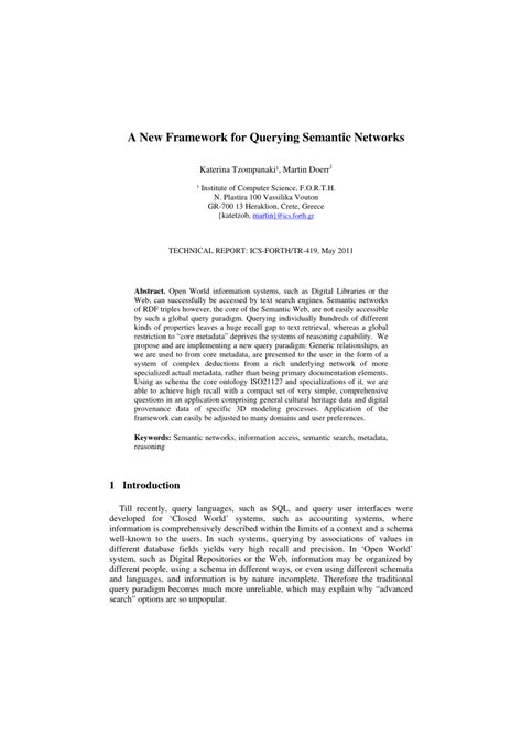 Pdf A New Framework For Querying Semantic Networks