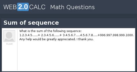 View Question Sum Of Sequence