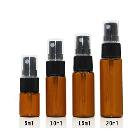 앰버 유리 향수 스프레이 병 5ml 10ml 15ml 20ml 미니 바이알 블랙 펌프 헤드 50 개refillable