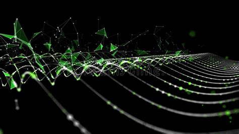 Futuristic Background Grid Quantum Computing From Dots In Wevy Rows With Poligons Broken Data