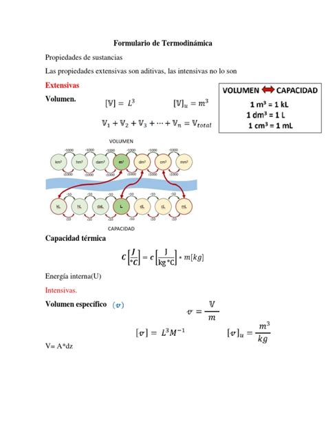 Formulario De Termodinámica Pdf Pascal Unidad Gases