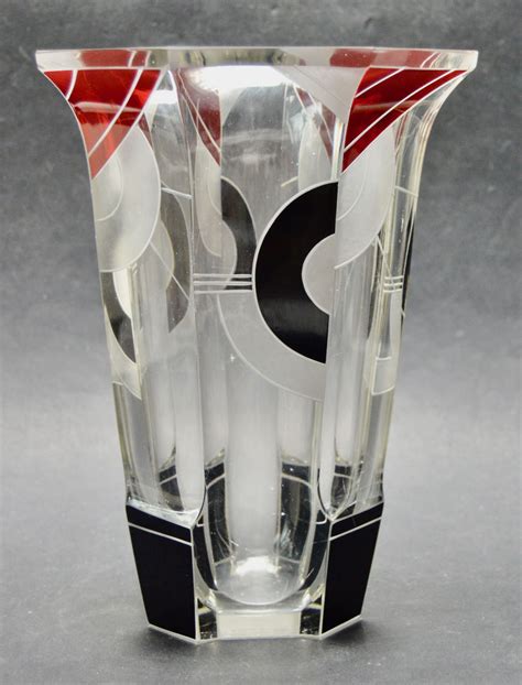 1930s Large Art Deco Karl Palda Czech Glass Vase