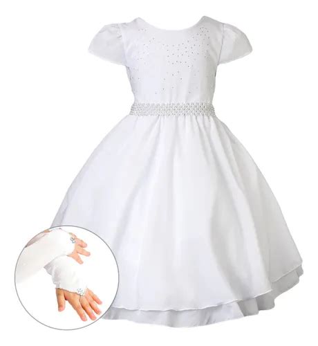 Vestido Infantil Branco Formatura Batizado Primeira Comunhão Frete grátis