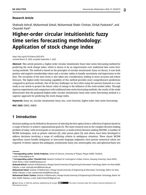 Pdf Higher Order Circular Intuitionistic Fuzzy Time Series Forecasting Methodology