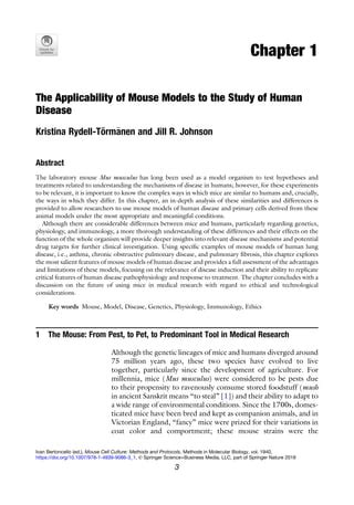 Applicability Of Mouse Models To The Study Of Human Disease Pdf