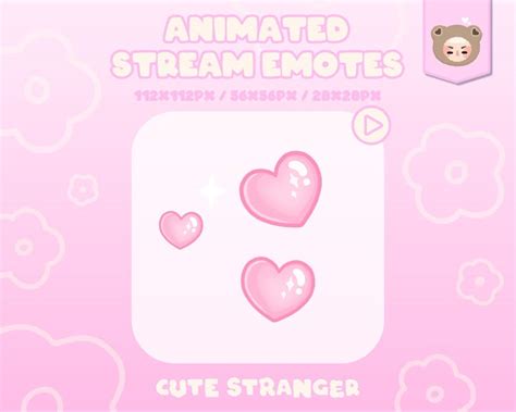 Animated Hearts Twitch Emote Pastel Pink Stream Graphics Cute