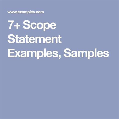 Scope Statement Examples Samples Scope Example Pdf