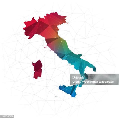 Italy Map Abstract Polygon Vector Illustration Low Poly Colorful Style