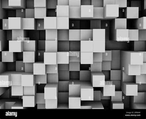 3D Render Of An Abstract Background With Wall Of Extruding Cubes Stock