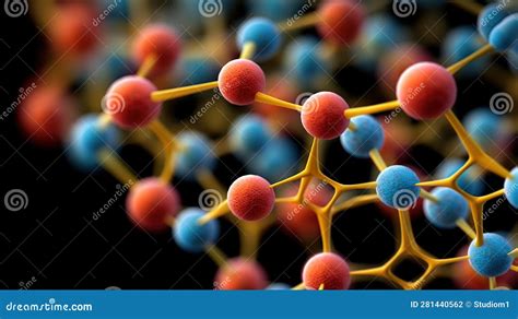 Complex Molecular Structure With Spherical Particles Futuristic