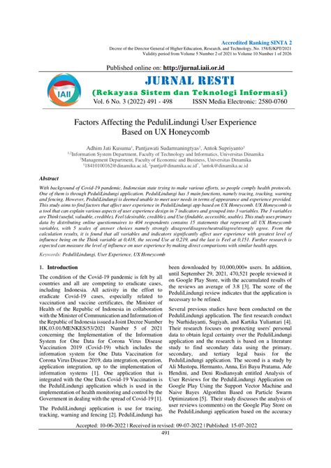 (PDF) Factors Affecting the PeduliLindungi User Experience Based on UX ...