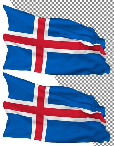 Premium PSD Iceland Flag Wave Isolated Plain Bump Texture Transparent