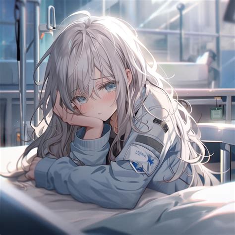 Premium Photo Anime Girl Laying On A Hospital Bed With A Hospital Bed