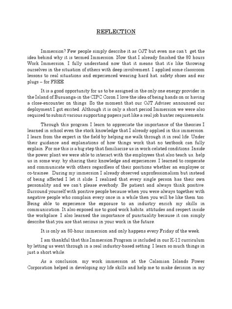 Work Immersion Journal Pdf Valve Nature