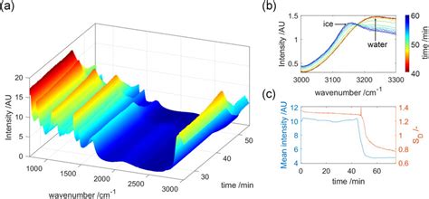 A Example Raman Spectra Over Time When Freezing A 50 Mm Tris 200 Mm