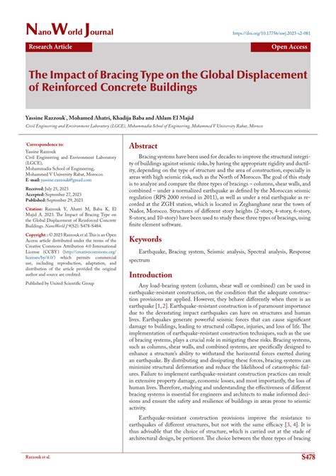 Pdf The Impact Of Bracing Type On The Global Displacement Of Reinforced Concrete Buildings