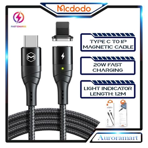 Original Mcdodo Fast Usb Data Cable 20w Cable Pd Magnetic Type C To Ip Compatible For Apple