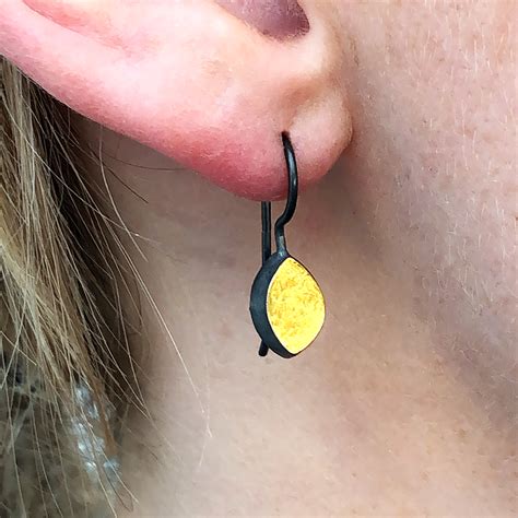 Tanja Ufer Leaf Hooks With Oxidised Silver And Fine Gold Keumboo