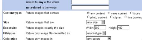 Google S Advanced Image Search Lets You Restrict To A Certain Width And