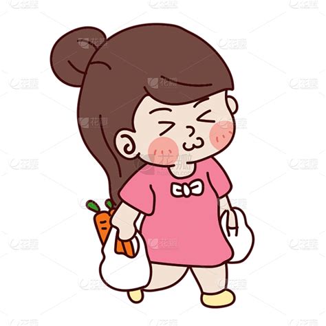 卡通风女孩的日常贴纸 买菜
