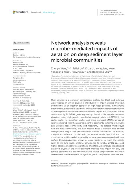 Pdf Network Analysis Reveals Microbe Mediated Impacts Of Aeration On