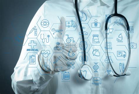 具有aar接口平线的保健和医疗服务概念医生手有听诊器和人文高清图片下载 正版图片505355249 摄图网