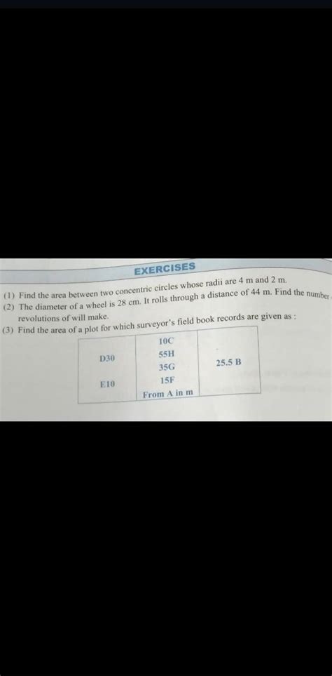 Exercises1 Find The Area Between Two Concentric Circles Whose Radii Ar