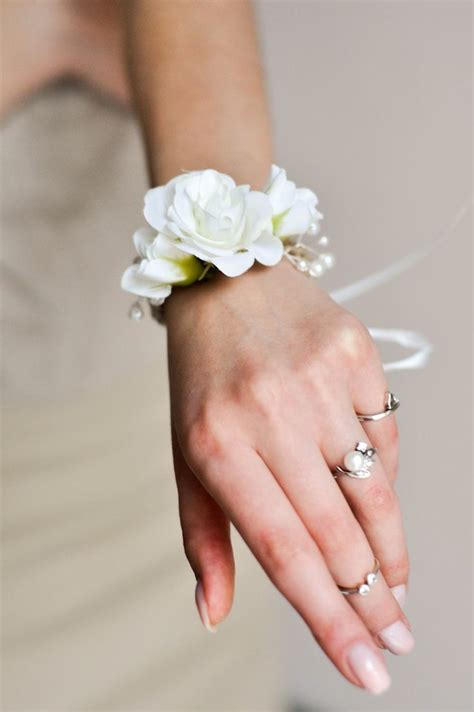 Corsage Bracelet Wrist Corsage Wrist Corsage Bracelet Ivory Etsy