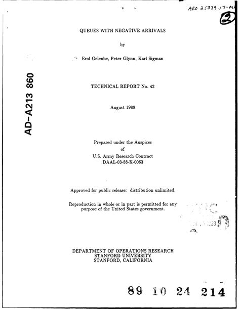 Pdf Queues With Negative Arrivals